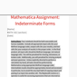 Mathematica Assignment: Indeterminate Forms