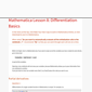 Mathematica Lesson 8: Differentiation Basics