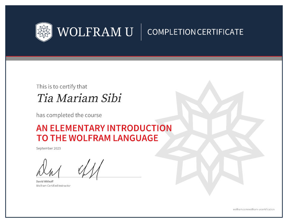 Wolfram U Certificate: An Elementary Introduction to the Wolfram Language