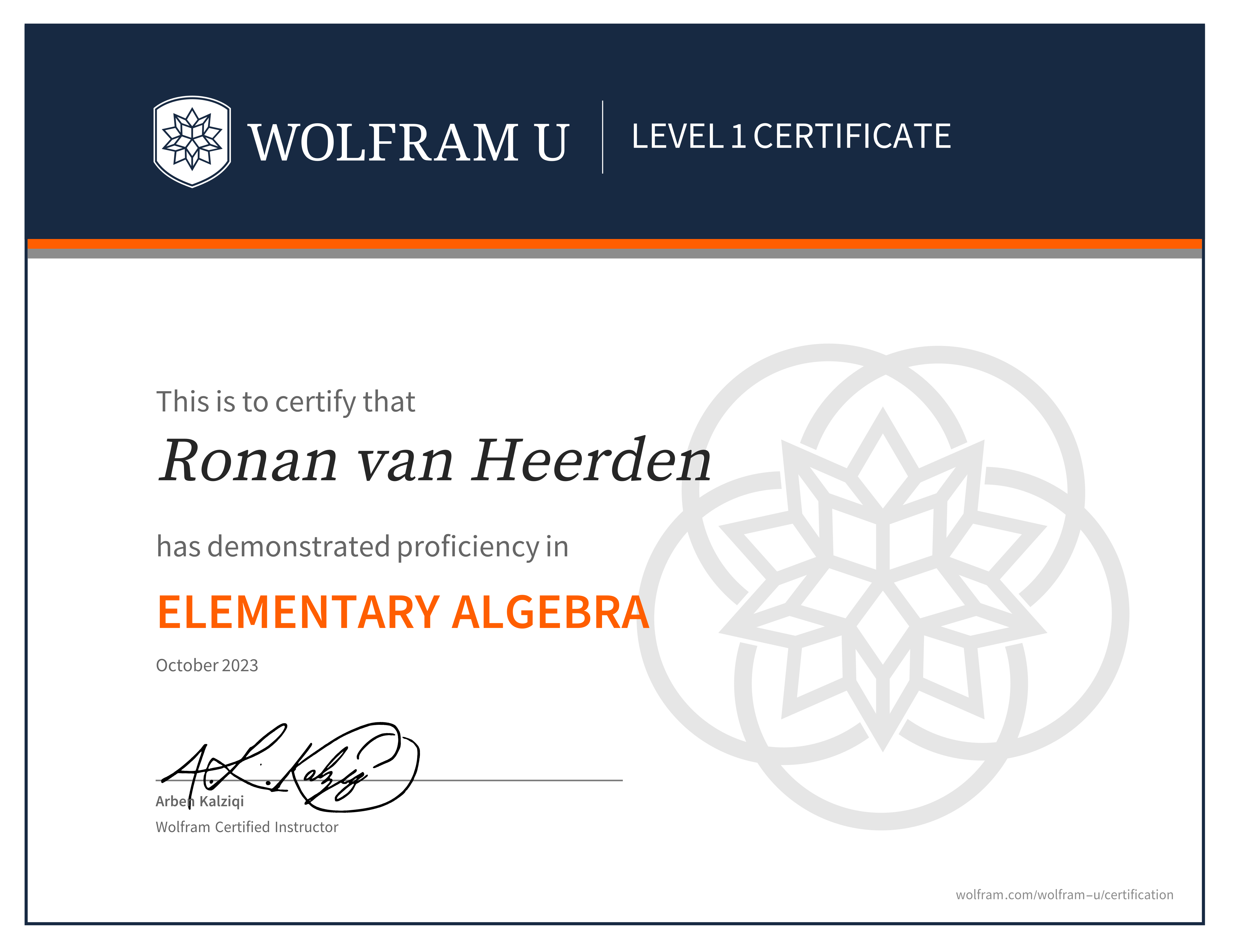 Wolfram U Certificate: Introduction to Elementary Algebra