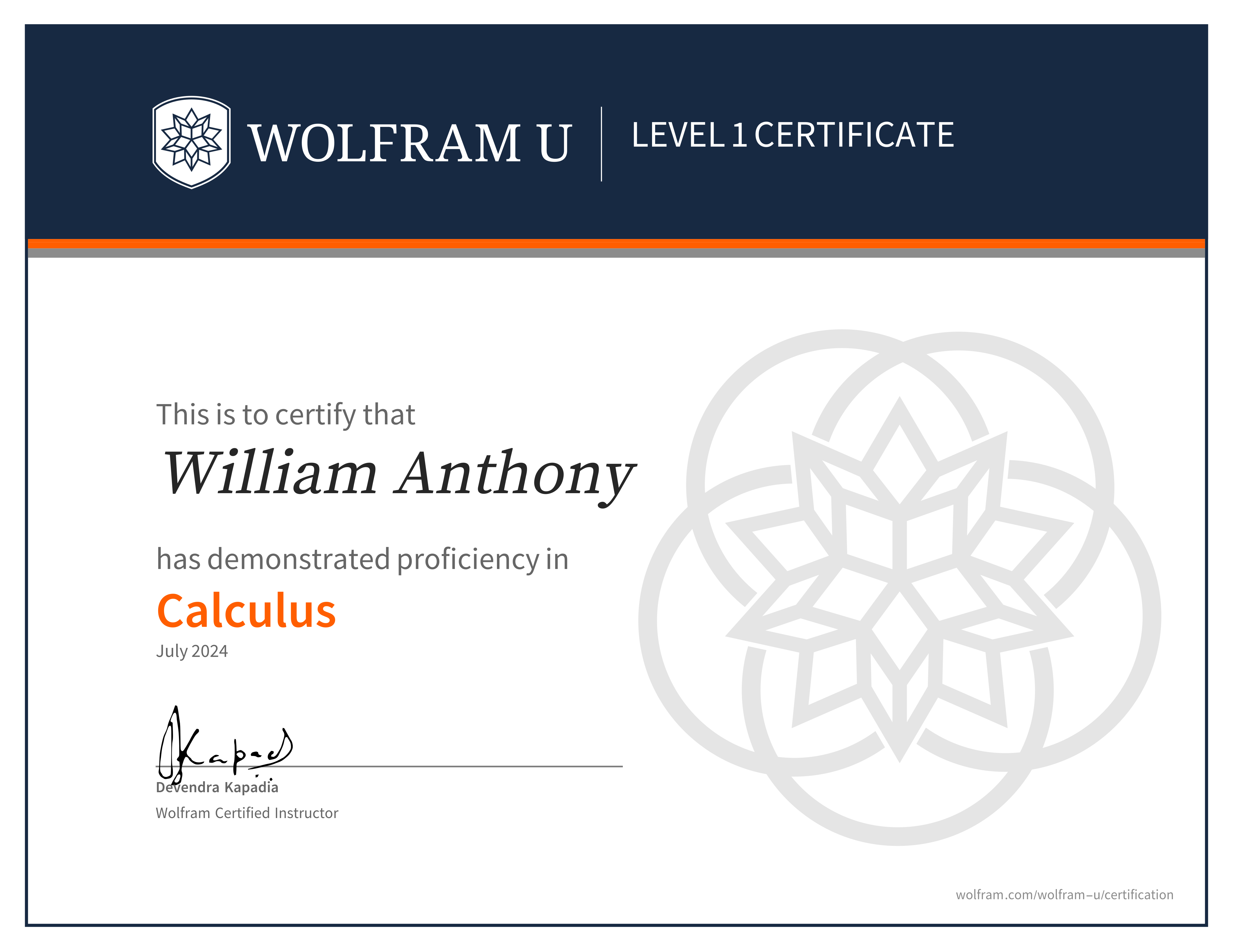 Wolfram U Certificate: Introduction to Calculus