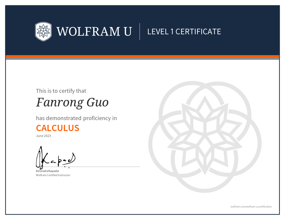 Wolfram U: Certificate
