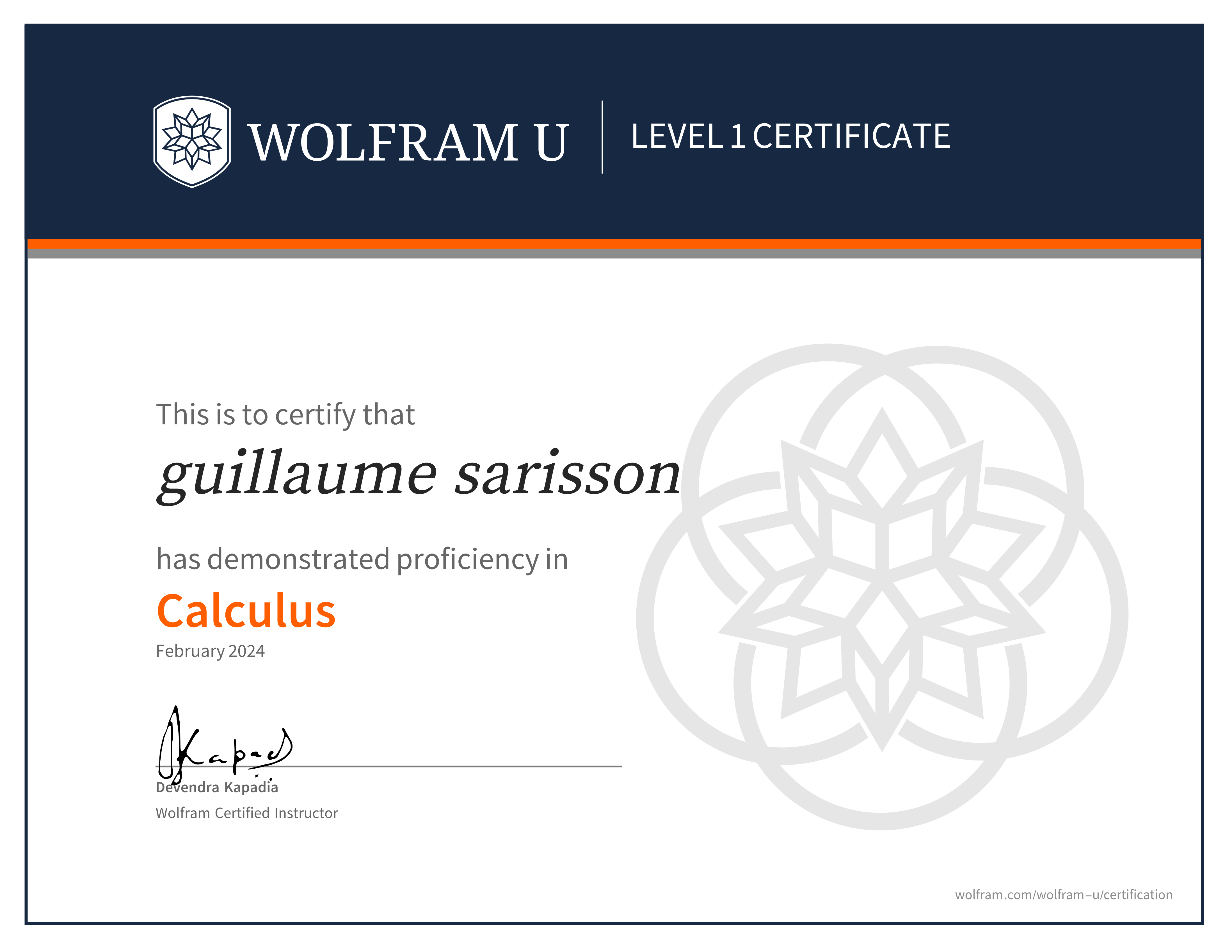 Wolfram U Certificate: Introduction to Calculus
