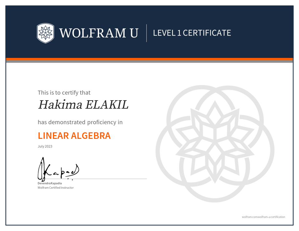 Wolfram U: Certificate