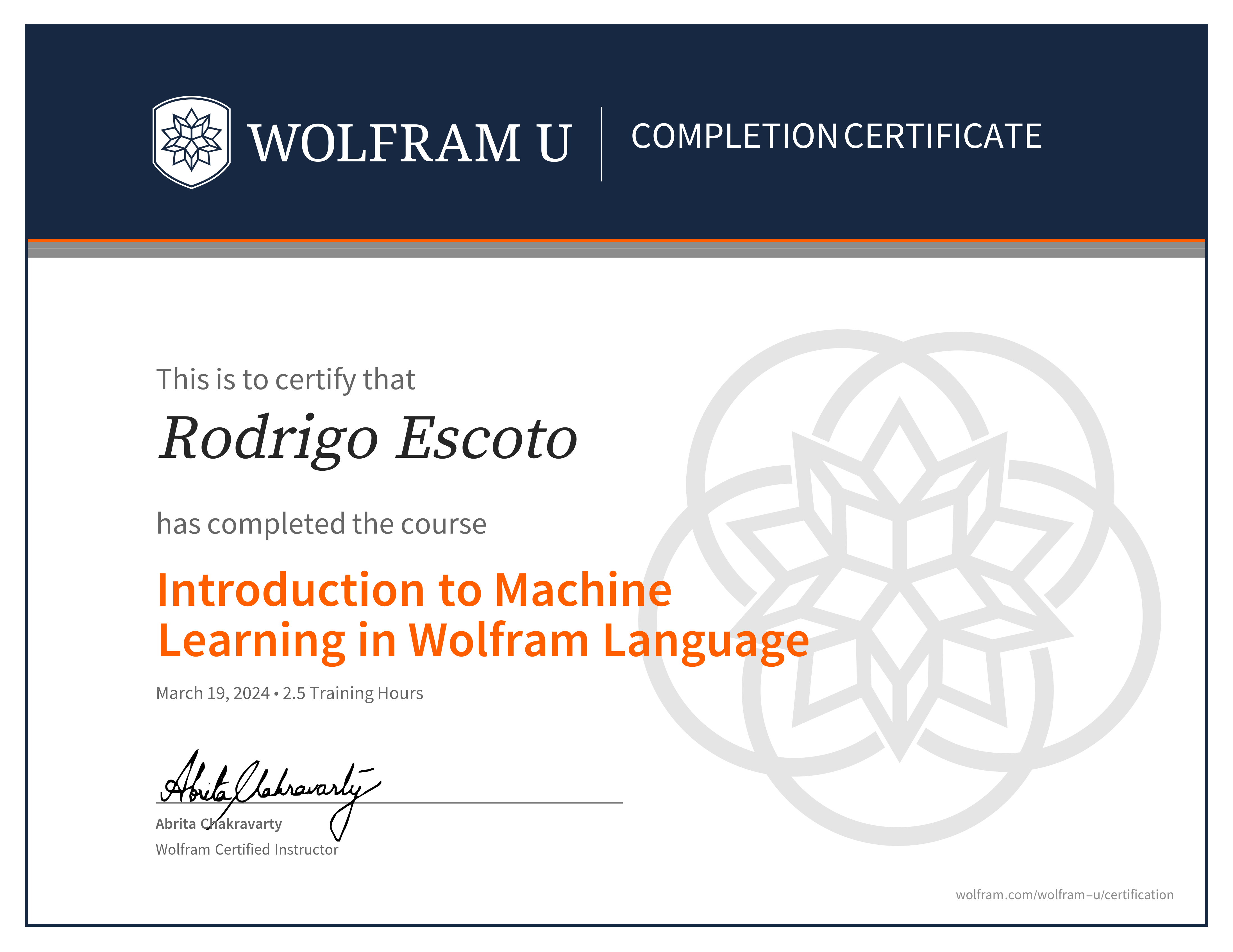 Wolfram U Certificate: Introduction to Machine Learning in Wolfram Language