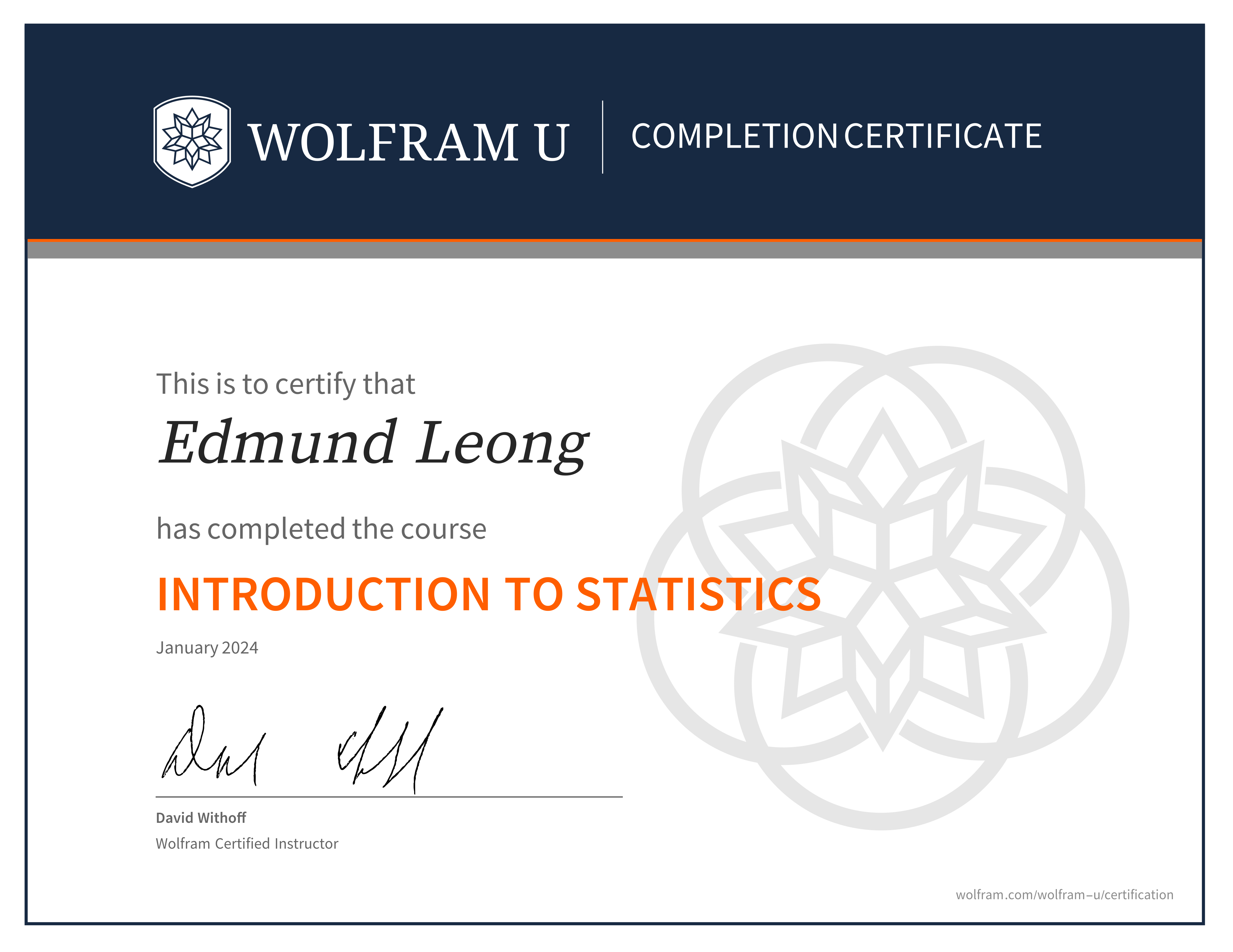 Wolfram U Certificate: Introduction to Statistics