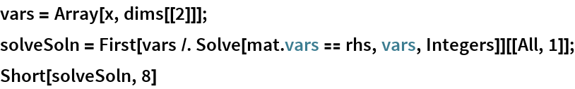 SmallIntegerLinearSolve | Wolfram Function Repository