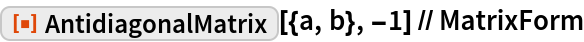 AntidiagonalMatrix | Wolfram Function Repository