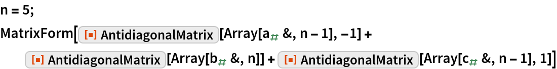 AntidiagonalMatrix | Wolfram Function Repository