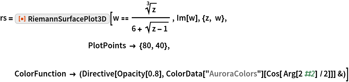 RiemannSurfacePlot3D | Wolfram Function Repository