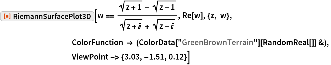 RiemannSurfacePlot3D | Wolfram Function Repository