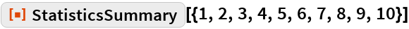 StatisticsSummary | Wolfram Function Repository