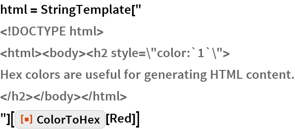 ColorToHex | Wolfram Function Repository