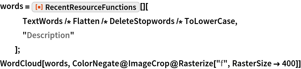 RecentResourceFunctions | Wolfram Function Repository