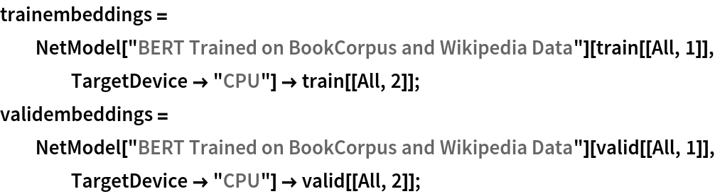 BERT - Wolfram Neural Net Repository
